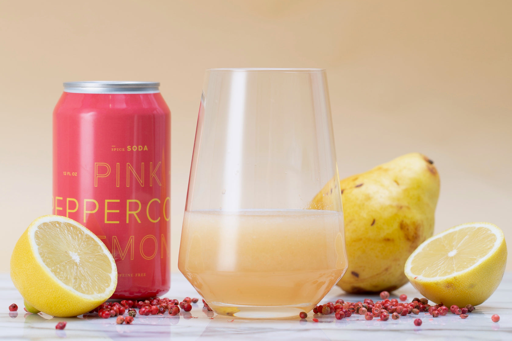 Roasted pear & pink peppercorn spritz